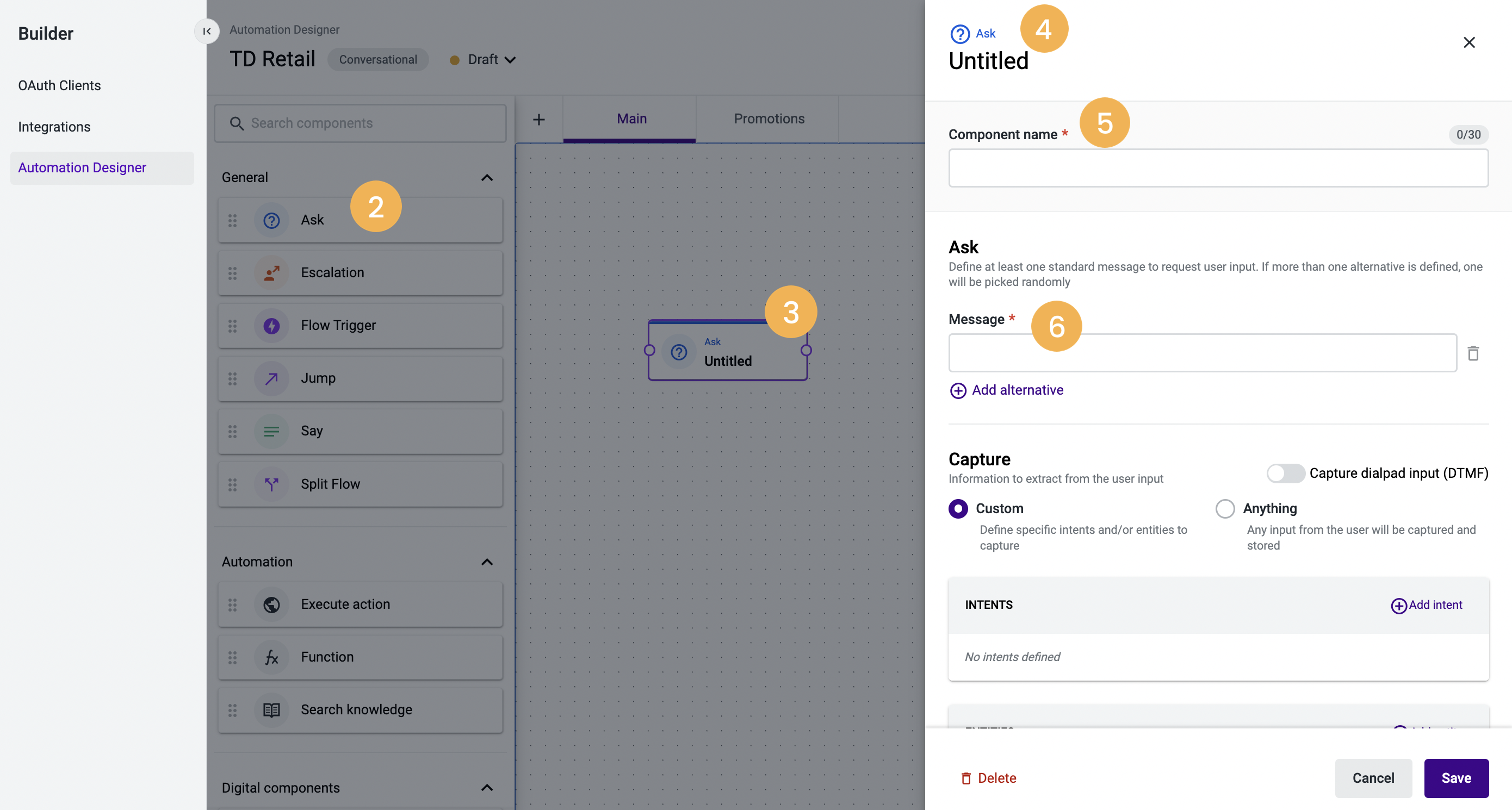 Automation Designer Ask Component Knowledge Base