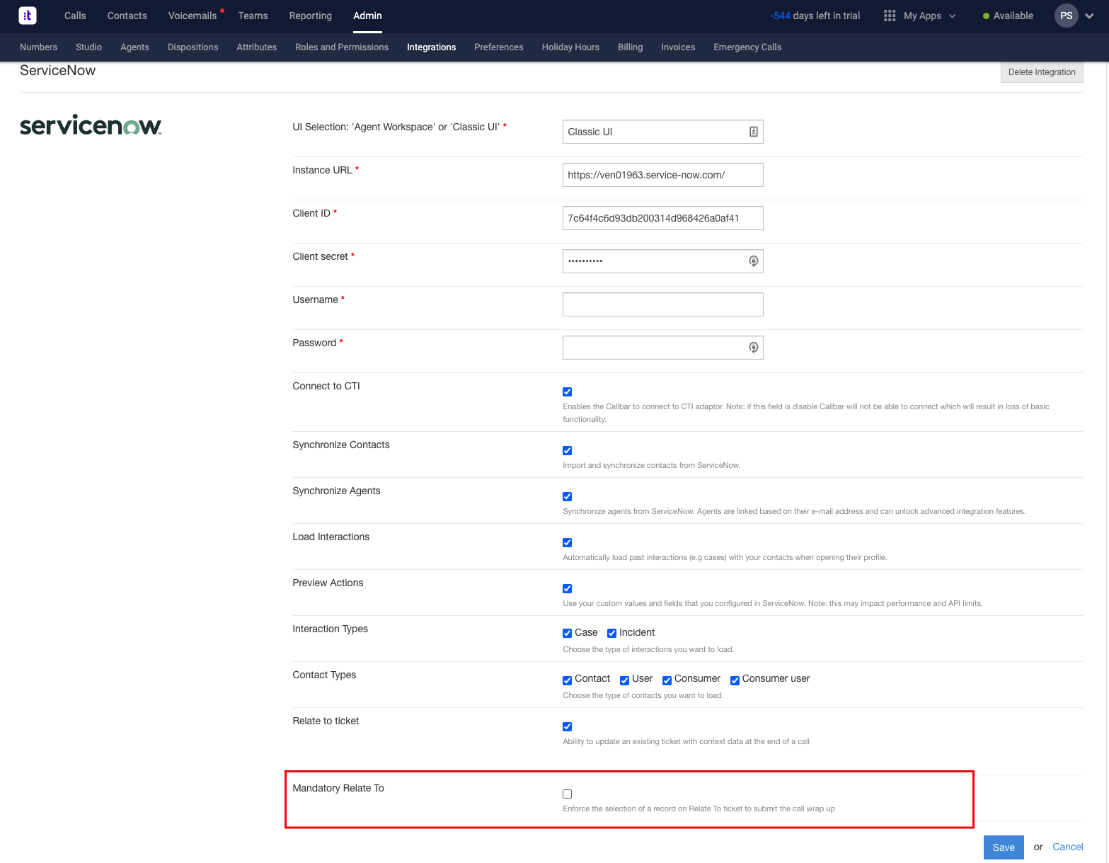 Enabling Relate To in Talkdesk ServiceNow Connector – Knowledge Base