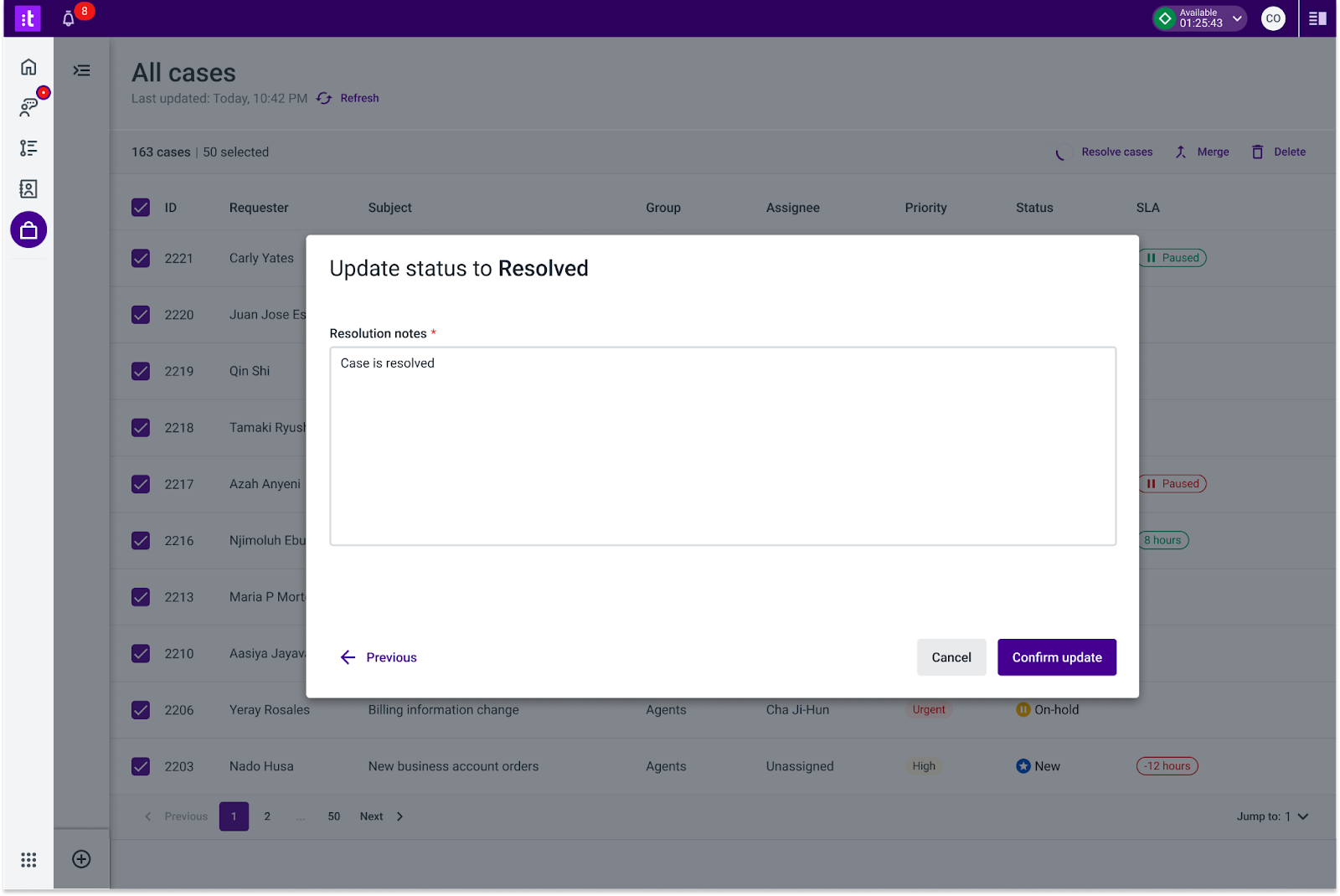 Resolving Cases in Bulk – Knowledge Base