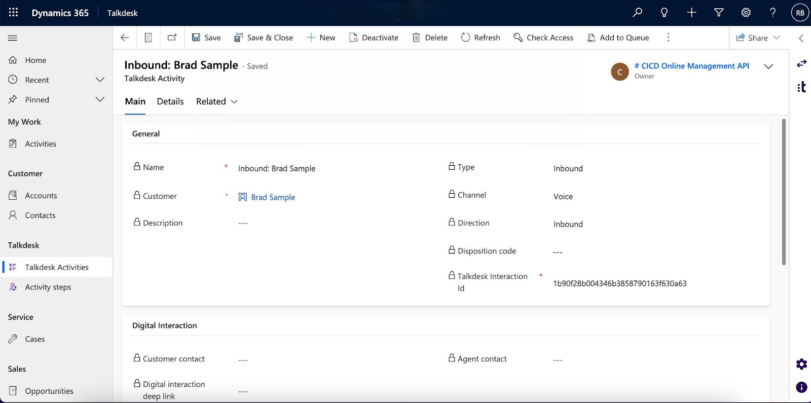 Talkdesk Activities in Dynamics 365 – Knowledge Base