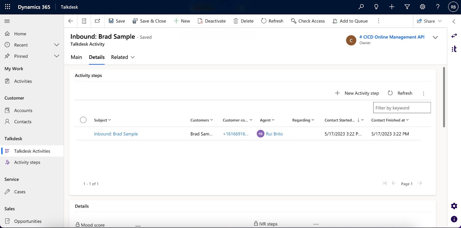 Talkdesk Activities in Dynamics 365 – Knowledge Base