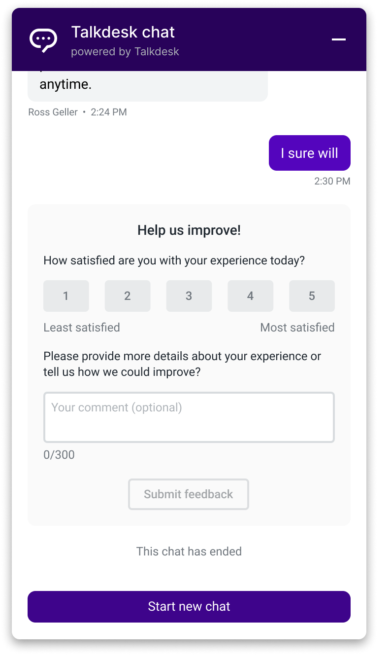 Talkdesk Feedback: Configuración de una Encuesta Posterior al Chat – Knowledge Base