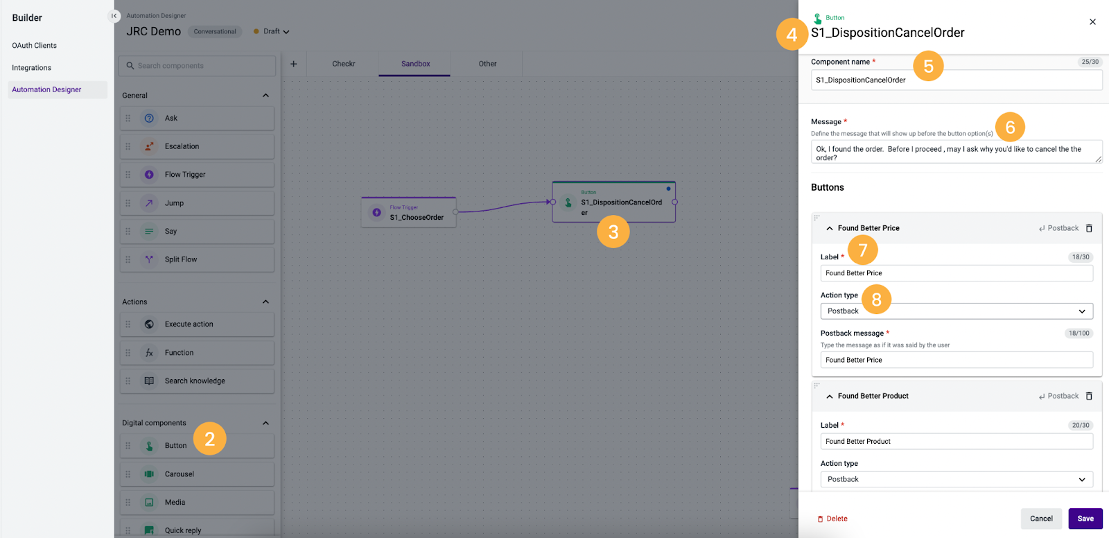Automation Designer: Componente Digital "Button" – Knowledge Base