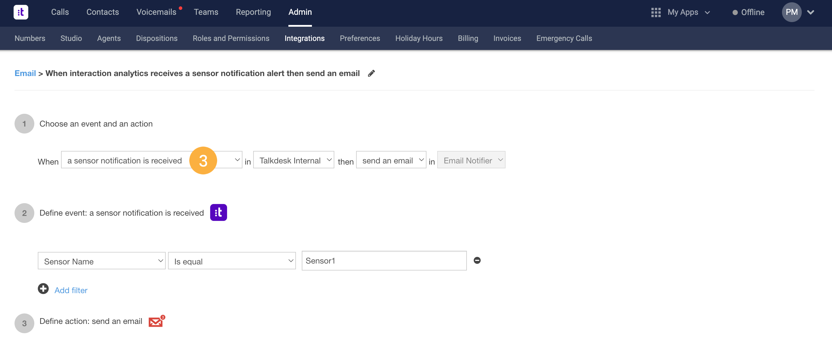 Utilizar CX Sensors Notifications via Talkdesk Integration – Knowledge Base