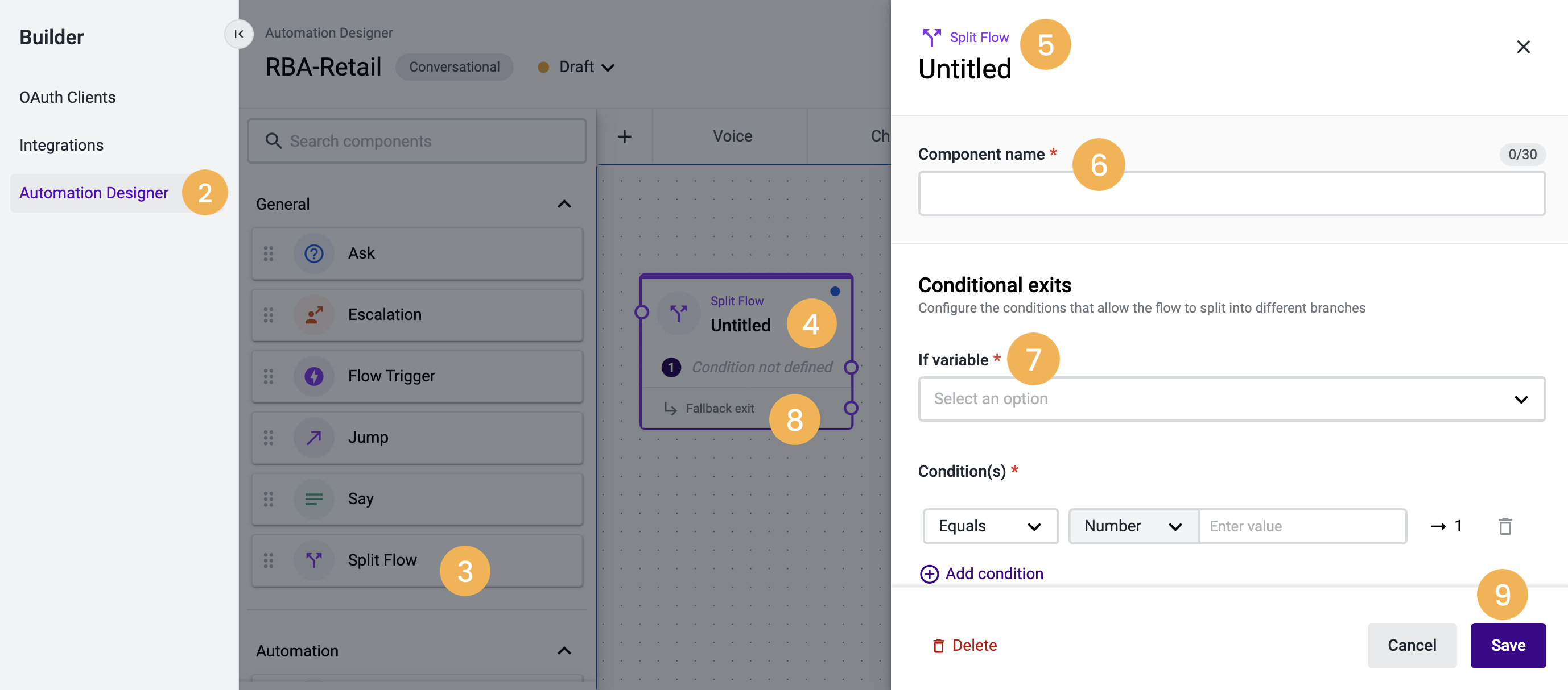 Automation Designer: Componente "Split Flow" – Knowledge Base