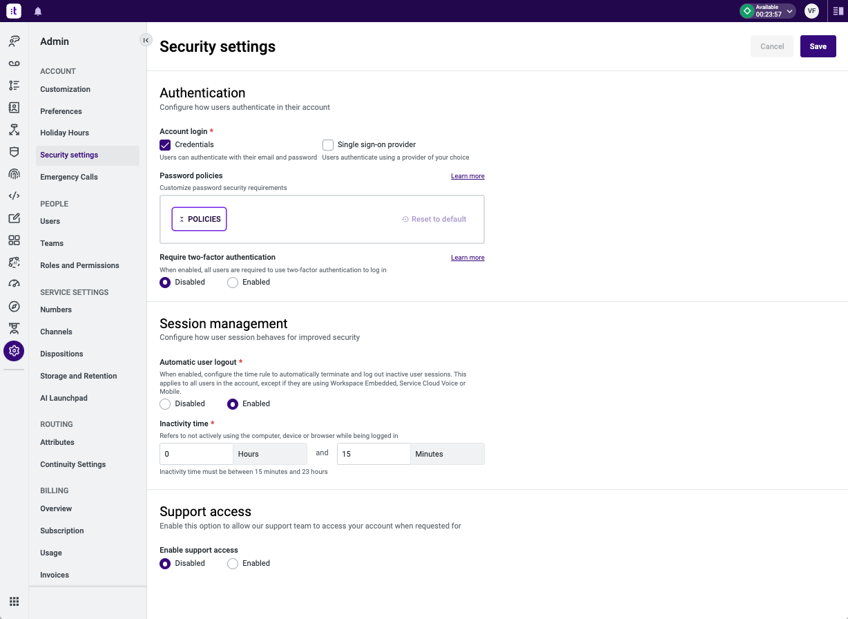 Security Settings: Overview – Knowledge Base