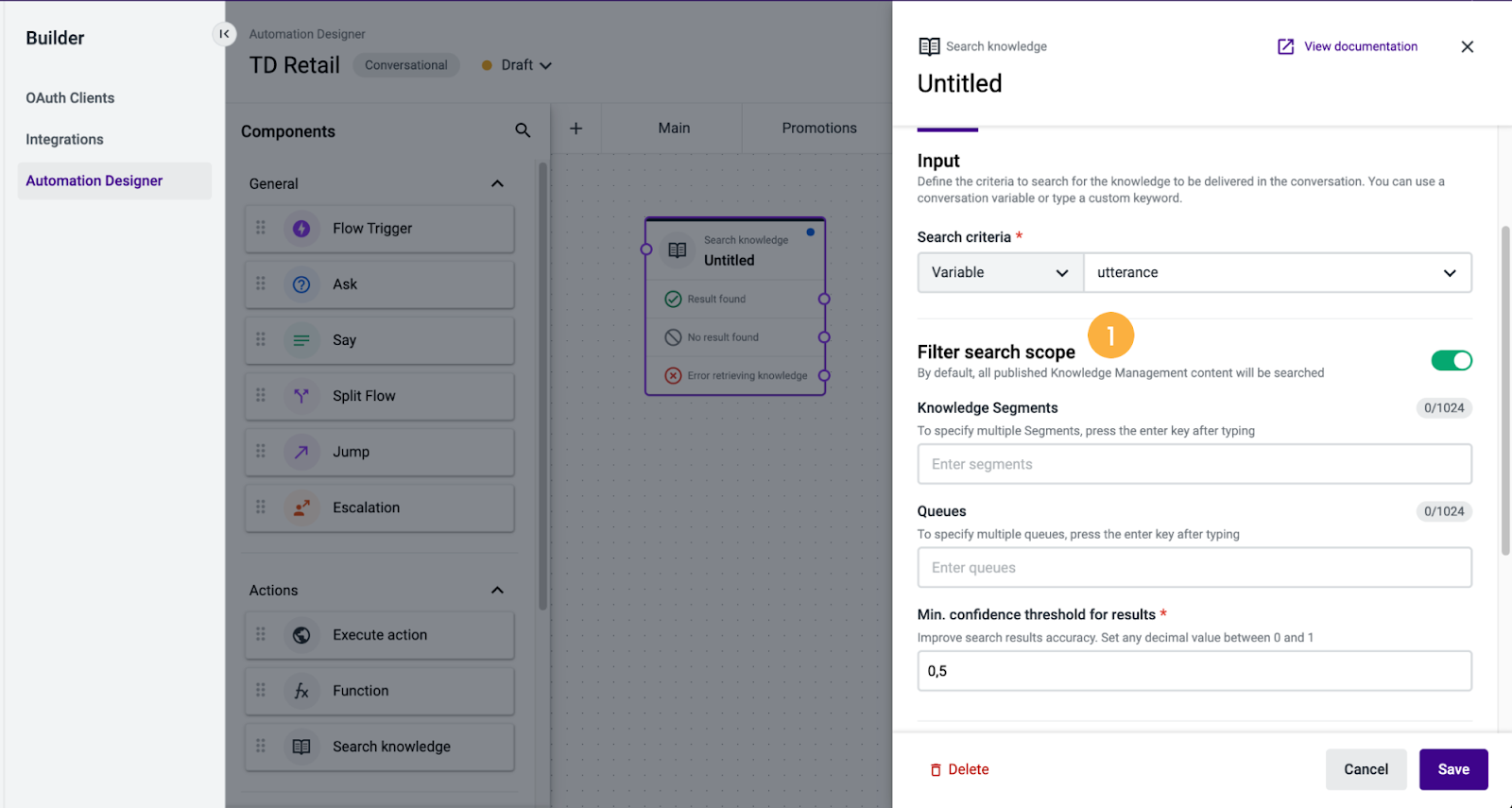 Automation Designer: Search Knowledge Component – Knowledge Base Automation Designer: Search Knowledge Component – Knowledge Base