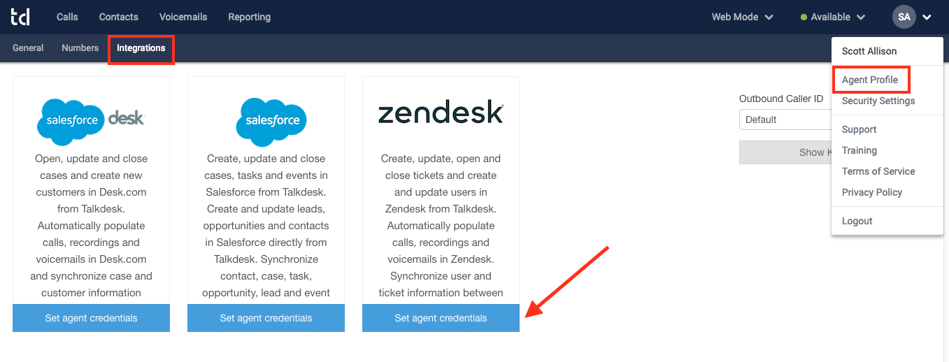 Habilitar las Credenciales de Integraciones a Nivel de Agente ...