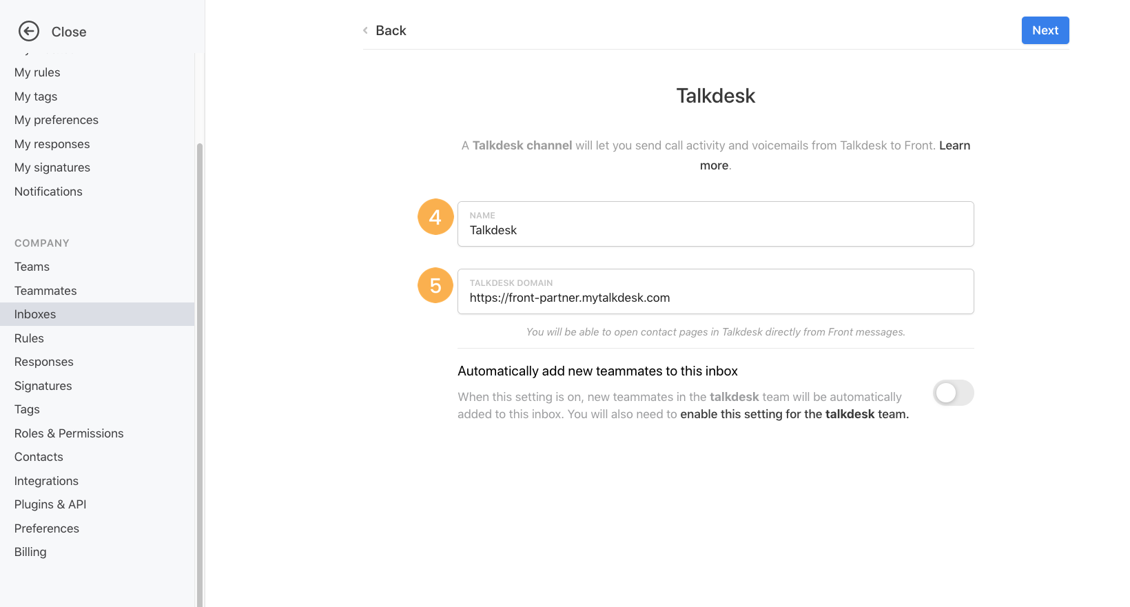 Front Integration Activation – Knowledge Base
