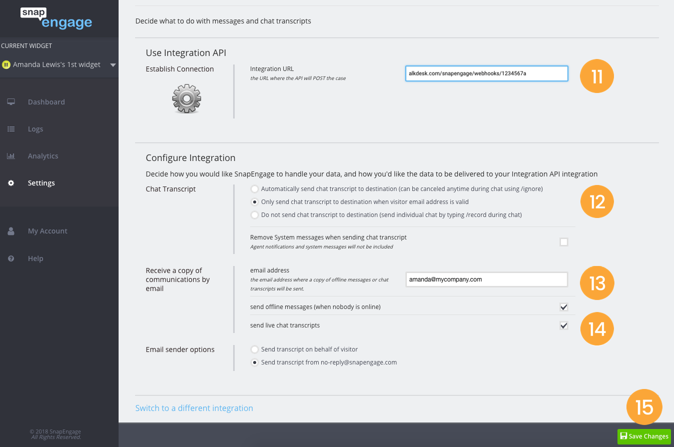 Activación de la Integración con SnapEngage – Knowledge Base