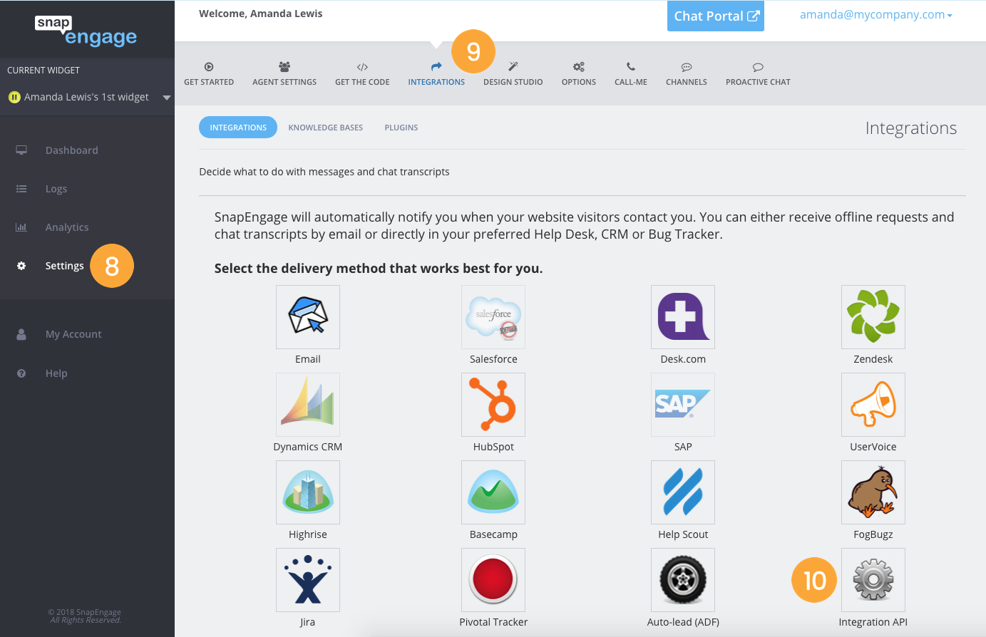 Activación de la Integración con SnapEngage – Knowledge Base