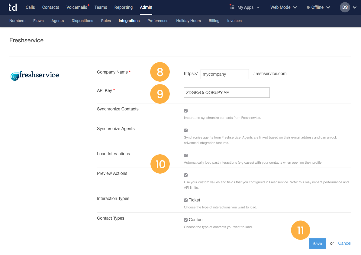 Activación de la Integración con Freshservice – Knowledge Base