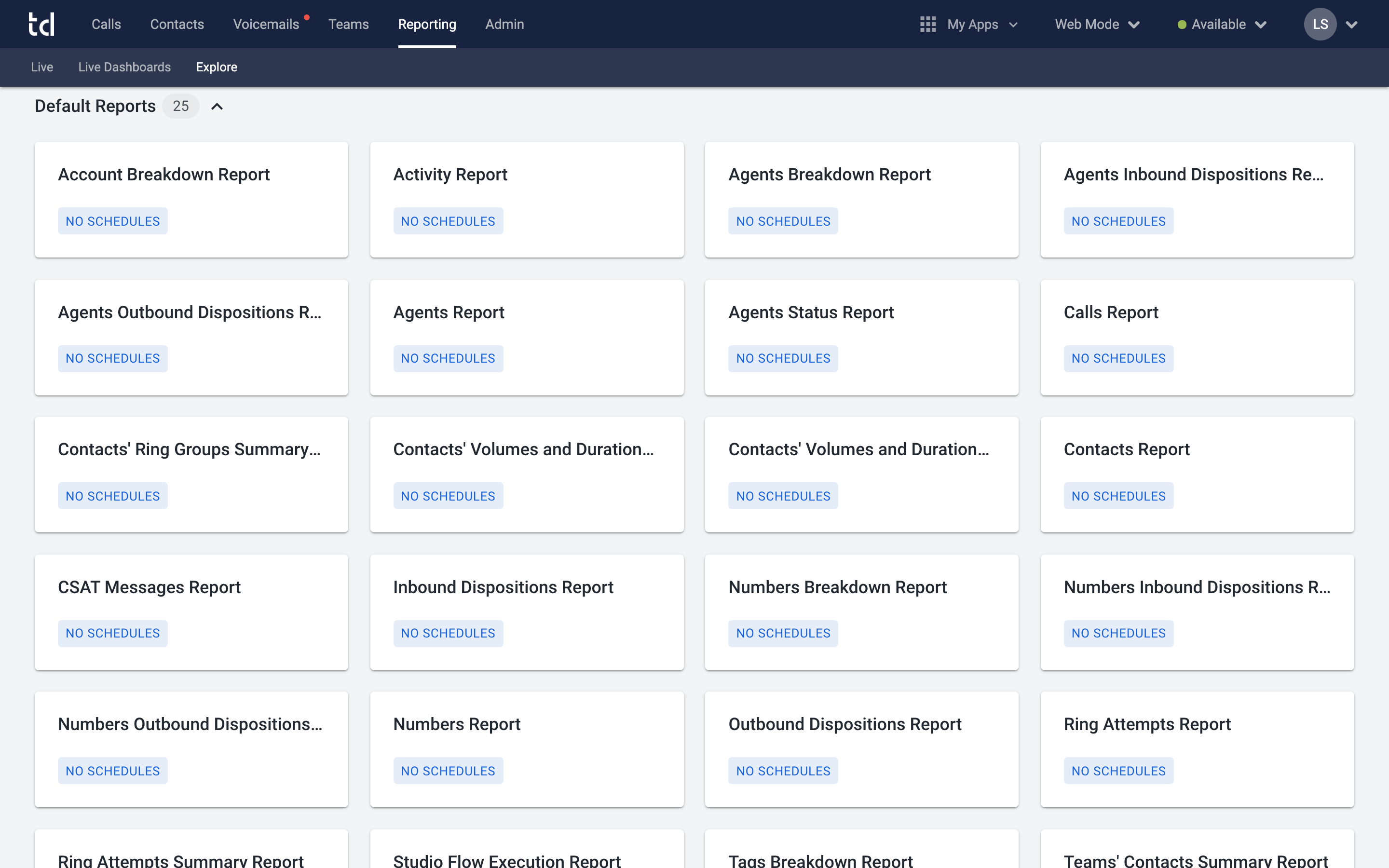 Default Reports – Talkdesk Support