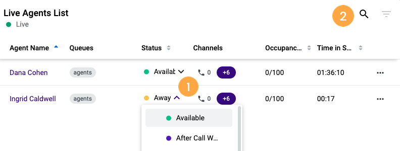 Live Agents List – Knowledge Base