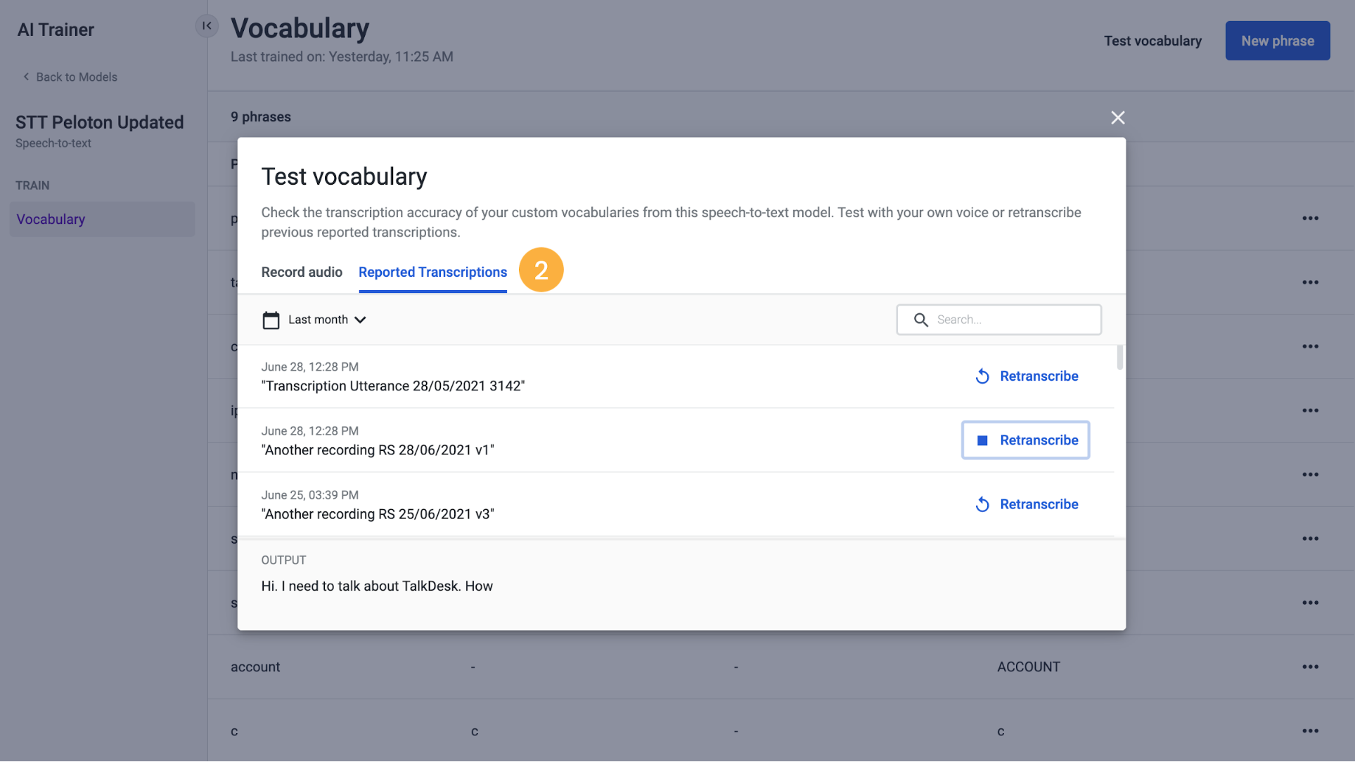 Formación de Speech-to-Text Models en AI Trainer – Knowledge Base