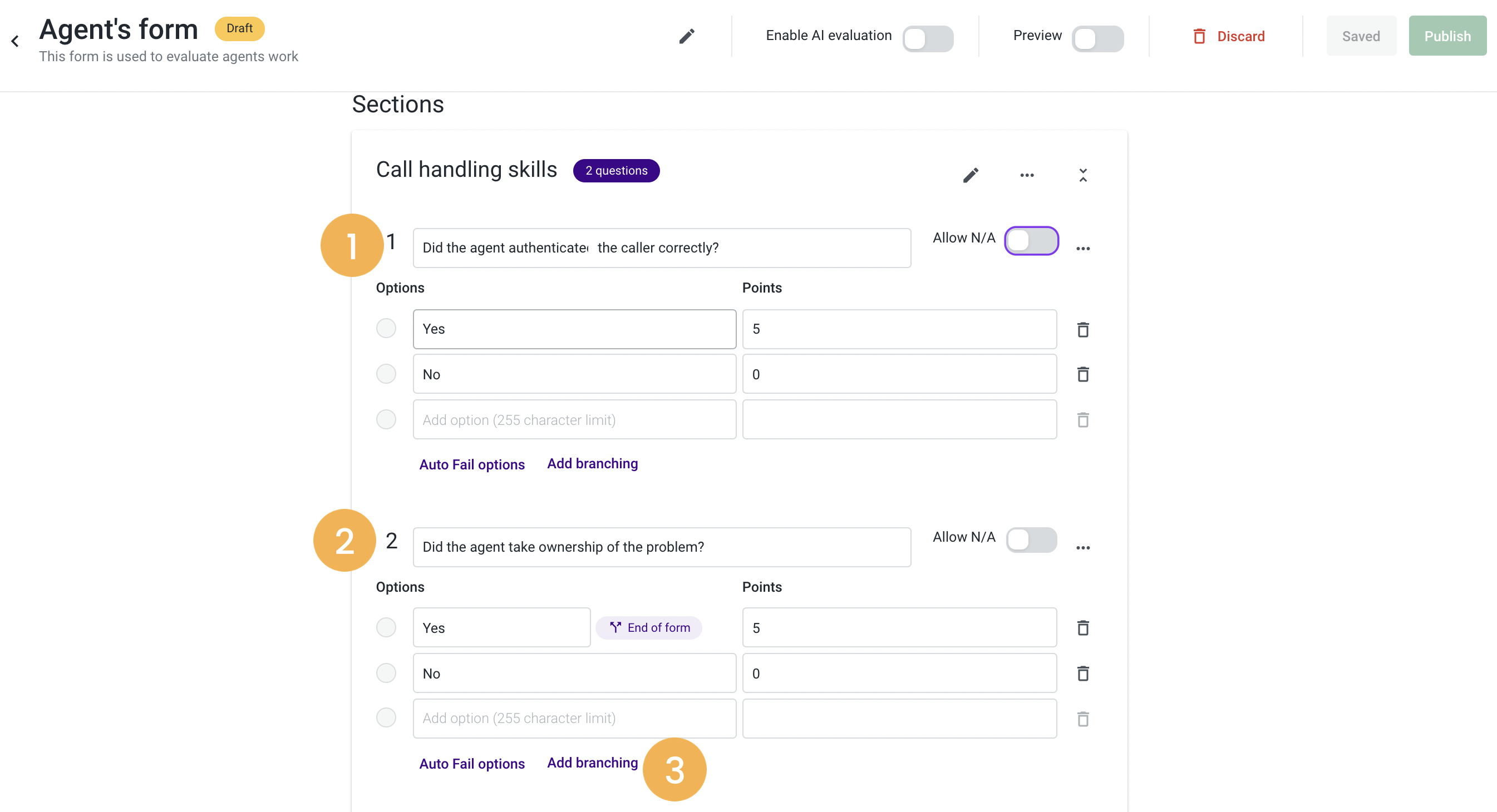 Branching Form Option In QM Knowledge Base