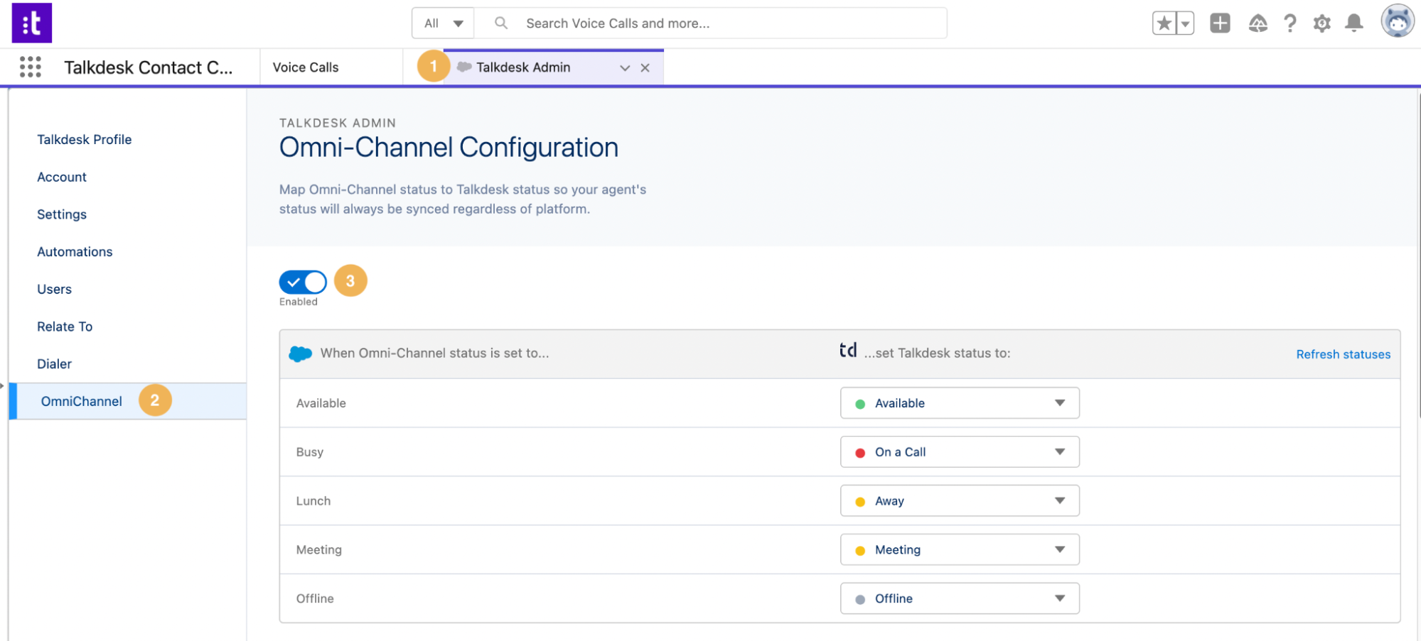 Setting up Talkdesk for Service Cloud Voice – Knowledge Base