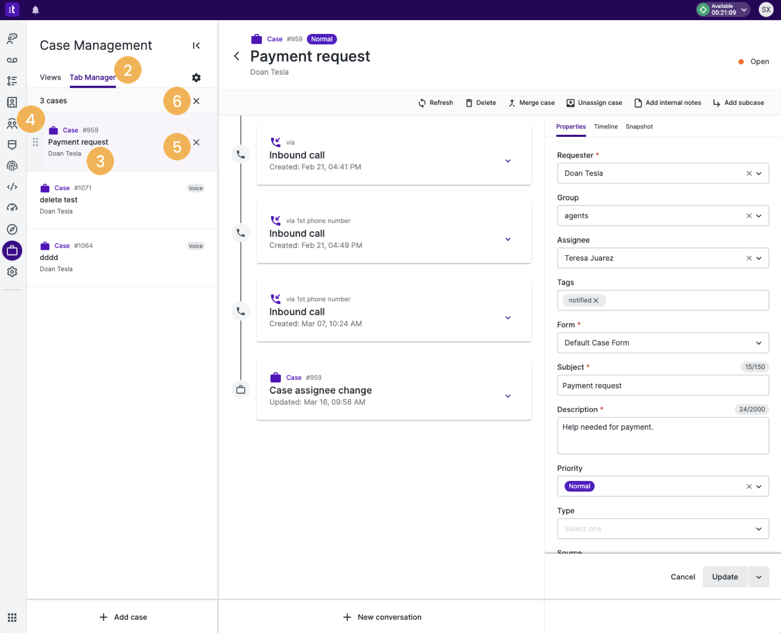 Using Multiple Tabs to Manage Cases – Knowledge Base