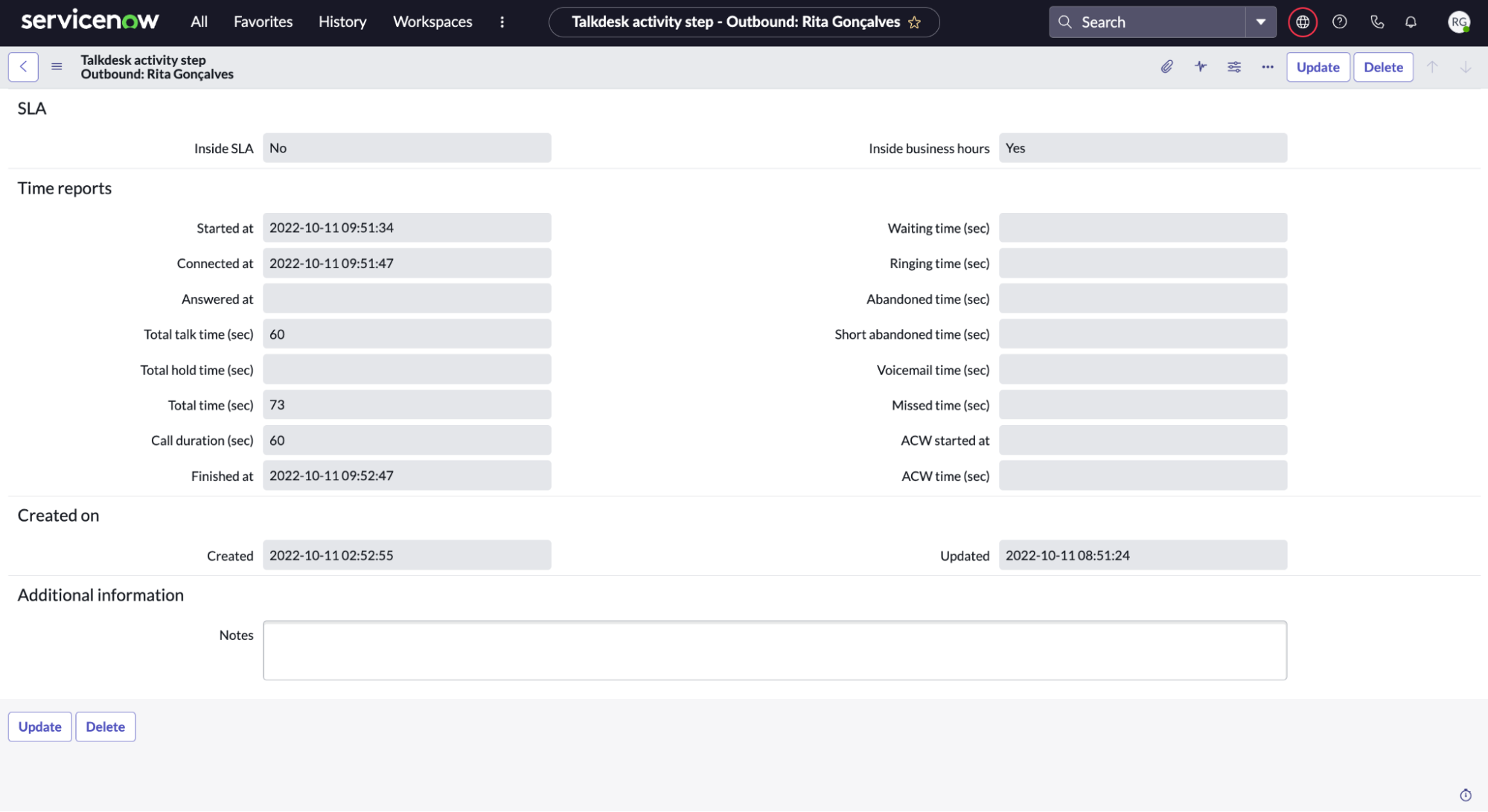 Talkdesk Activities in ServiceNow – Knowledge Base